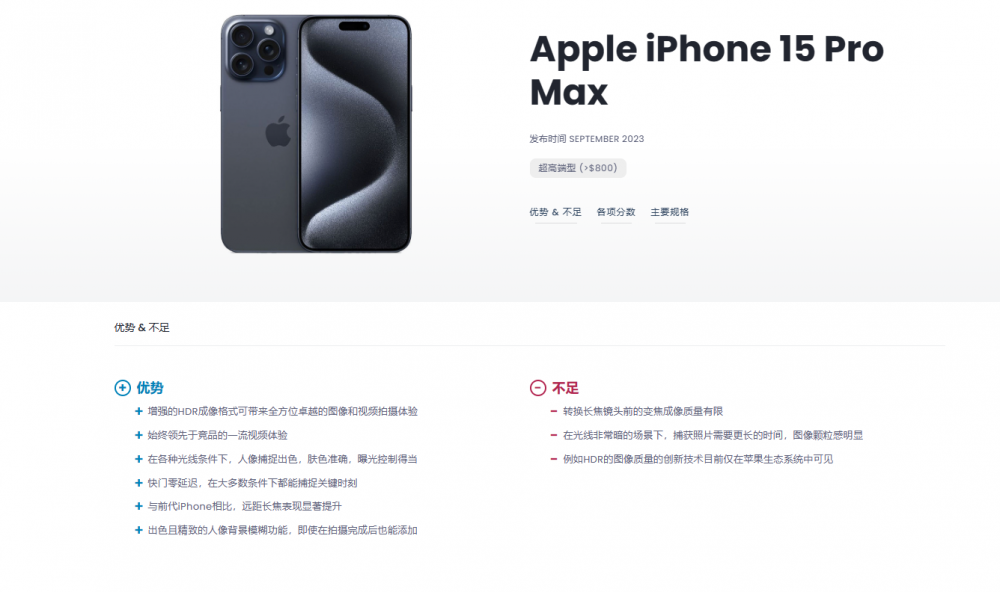 还是比不过华为！iPhone 15 Pro Max DXO影像只排名第二 | 爱活网 Evolife.cn